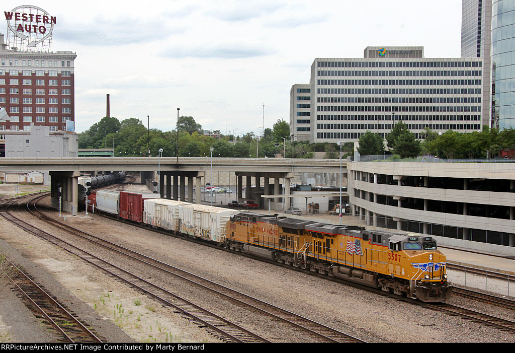 UP 5507 and 6953 Passing Union Station